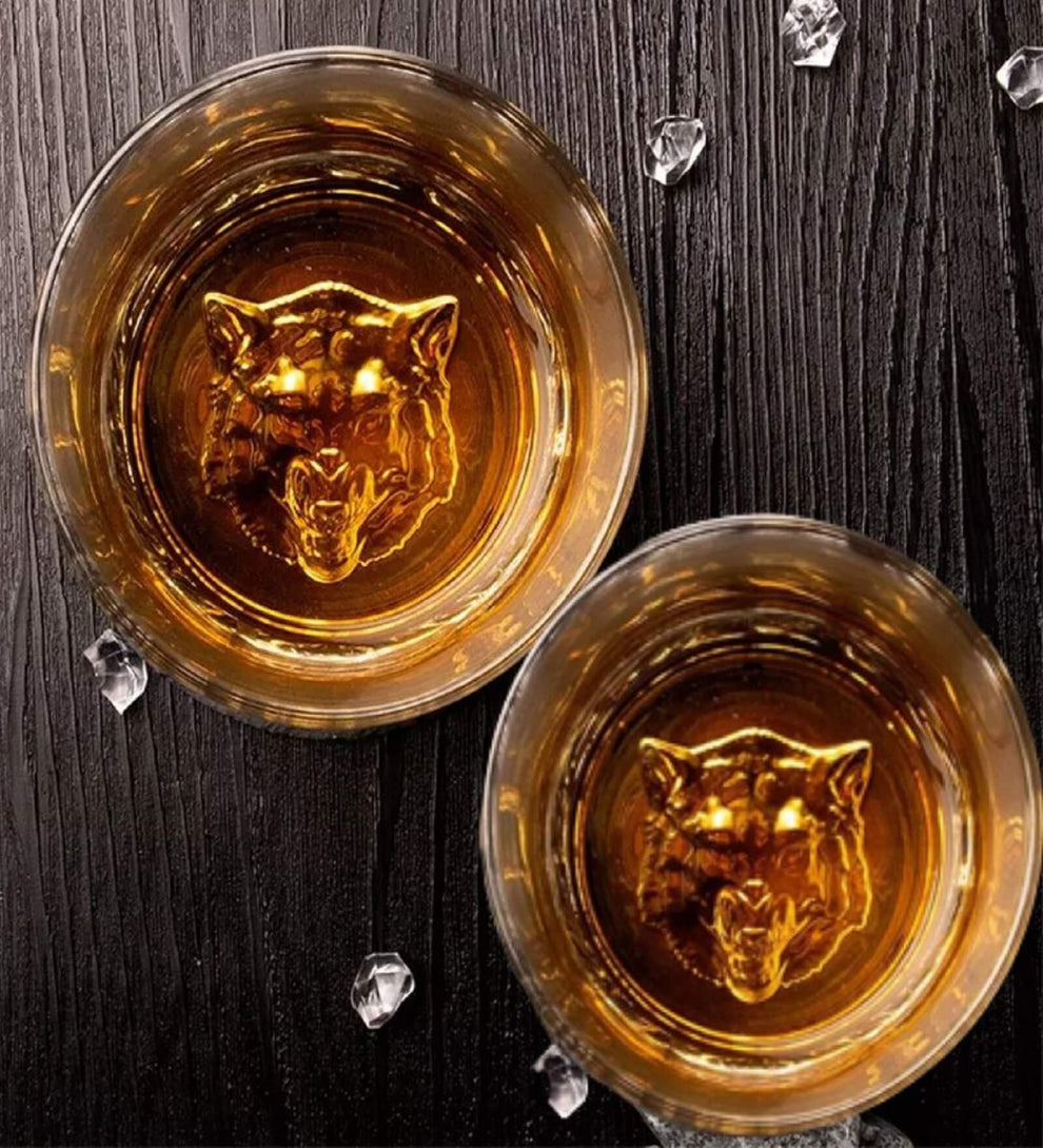 Melbify Wolf Whiskey Glass | 300 ml | Animal Whiskey Glass | Golden Wh ...